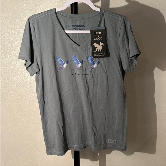 Life Is Good | Tops | Life Is Good Womens Gray Tee With Greenblue ...
